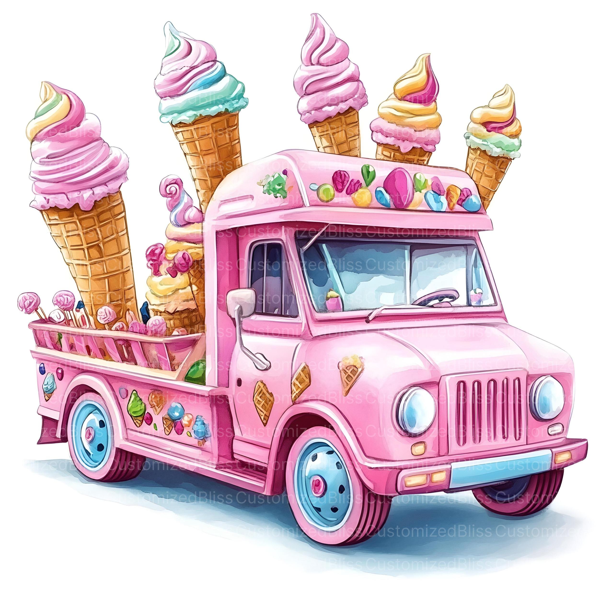 20 Ice Cream Truck Clipart, Ice Cream Clipart, Summer Clipart, High ...