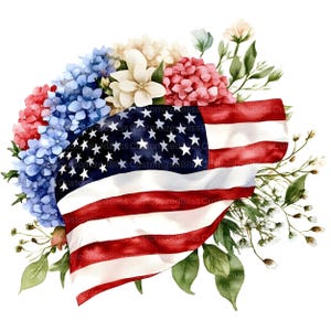 Independence Day Flower Bouquet Clipart, 20 High Quality Watercolor ...