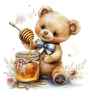 20 Teddy Bear Clipart, Honey Clipart, Nursery Clipart, High Quality ...
