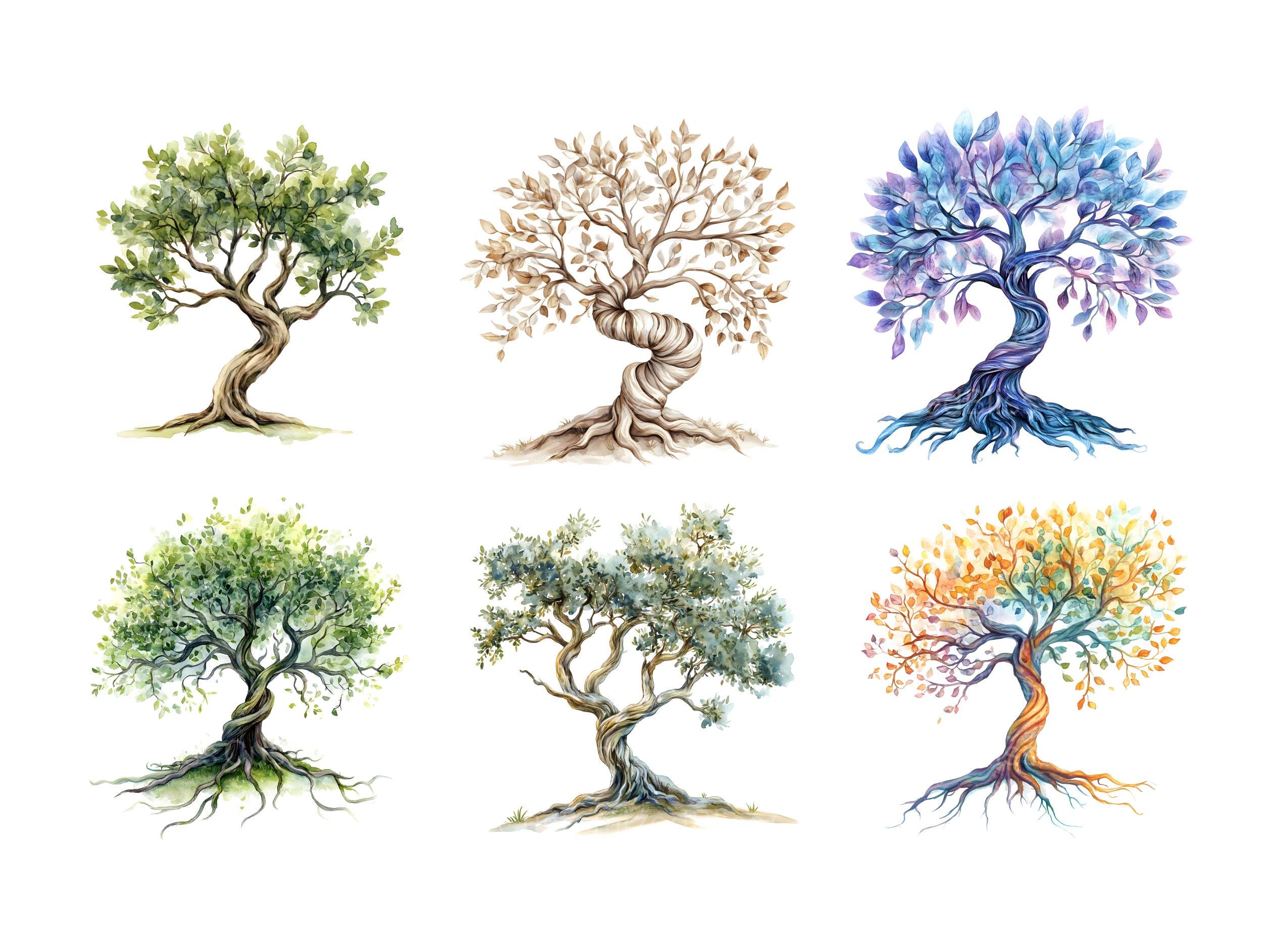 28 Mythical Tree Clipart, Floral Tree Print, Watercolor Tree, Floral ...