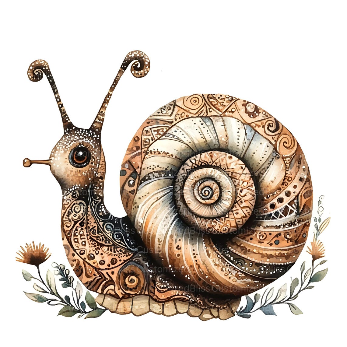 16 Snail Mandala Clipart, Folk Art Snail Clip Art, Scandinavian Nordic ...