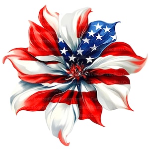 4th of July Flower Clipart, Patriotic Flower Clipart Bundle ...
