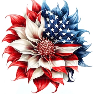 4th of July Flower Clipart, Patriotic Flower Clipart Bundle ...
