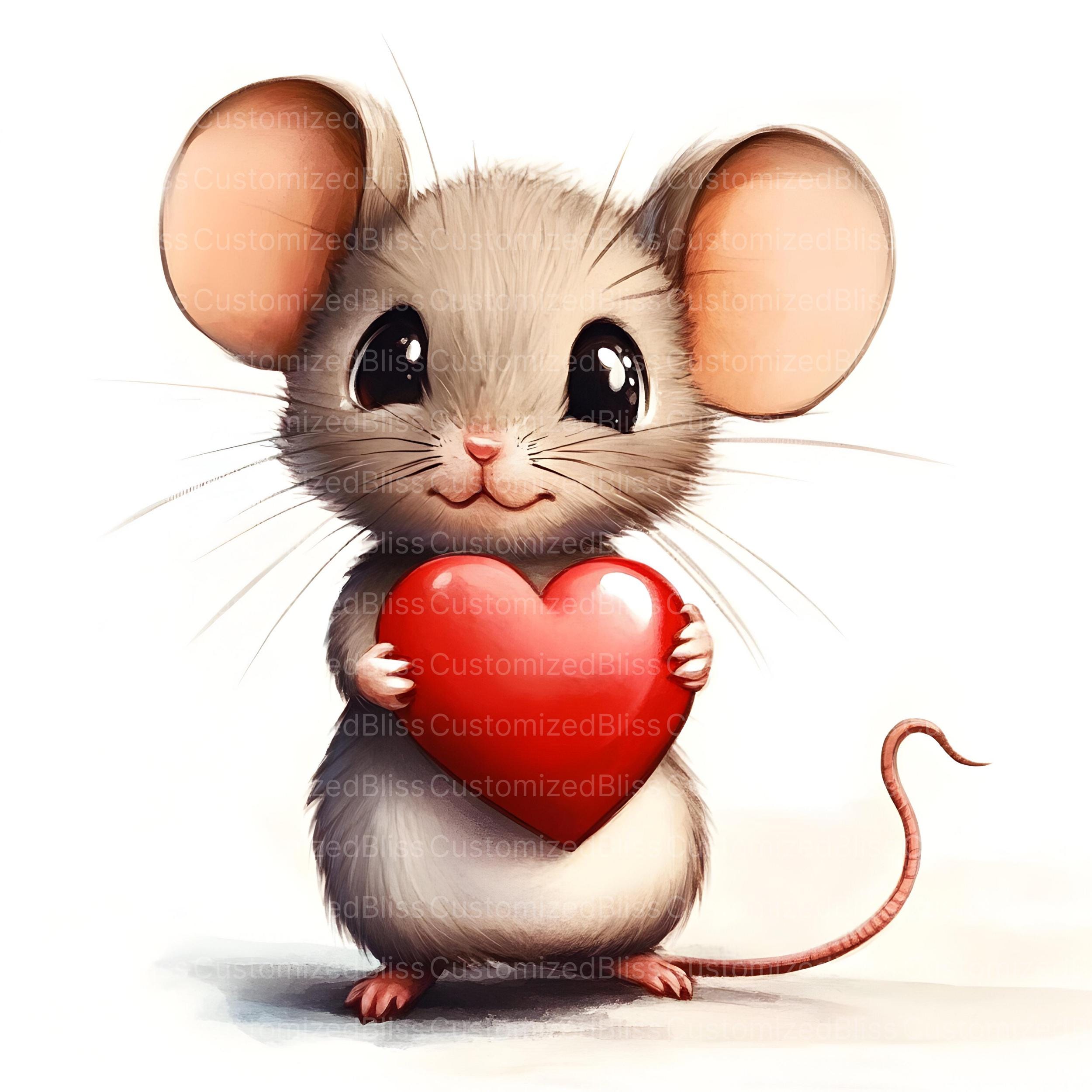10 Heart Mouse Clipart Bundle, High Quality JPG, Heart Clipart ...