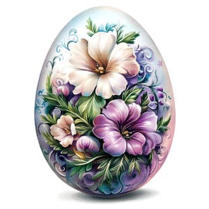 Floral Easter Egg Clipart, Easter Clipart, Flower, 18 High Quality Jpgs ...
