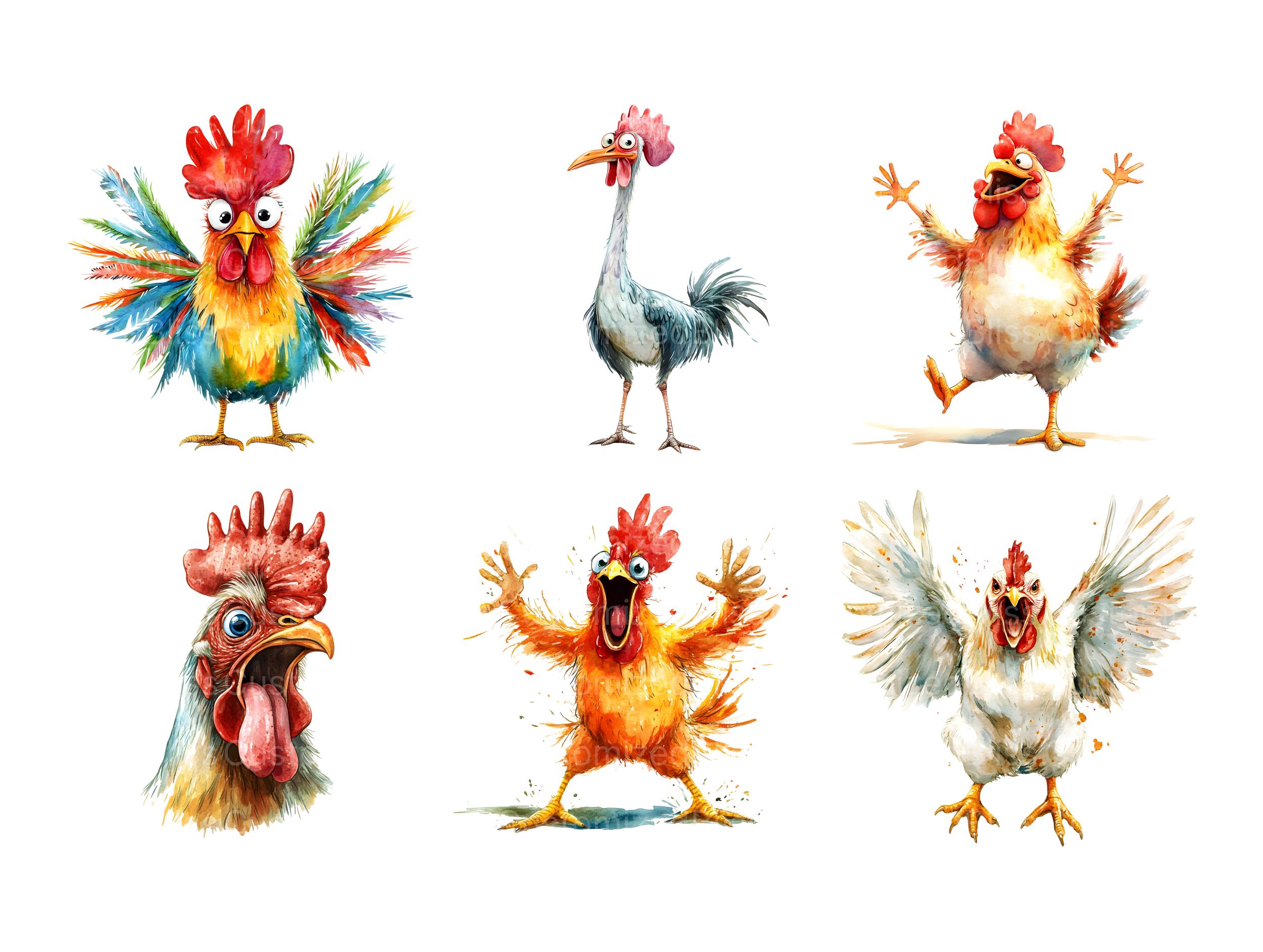 Quirky Chicken Clipart Bundle, Chicken PNG, Cute Chicken, Adorable ...