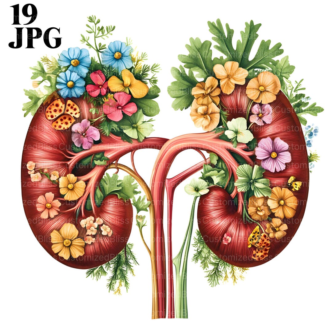 19 Floral Kidneys Clipart, Kidney Flowers Clipart Bundle, Healthcare ...