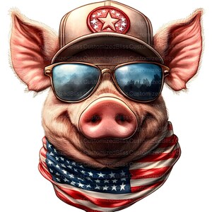16 Pig Clipart, American Patriotic Clipart, USA Flag Clipart, High ...