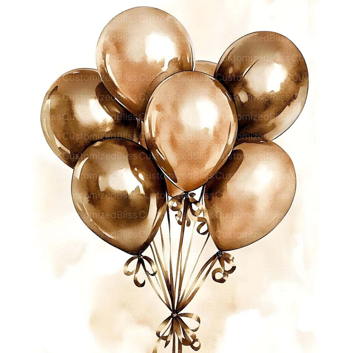 16 Golden Balloons Clipart, Birthday Party Balloons, High Quality JPG ...