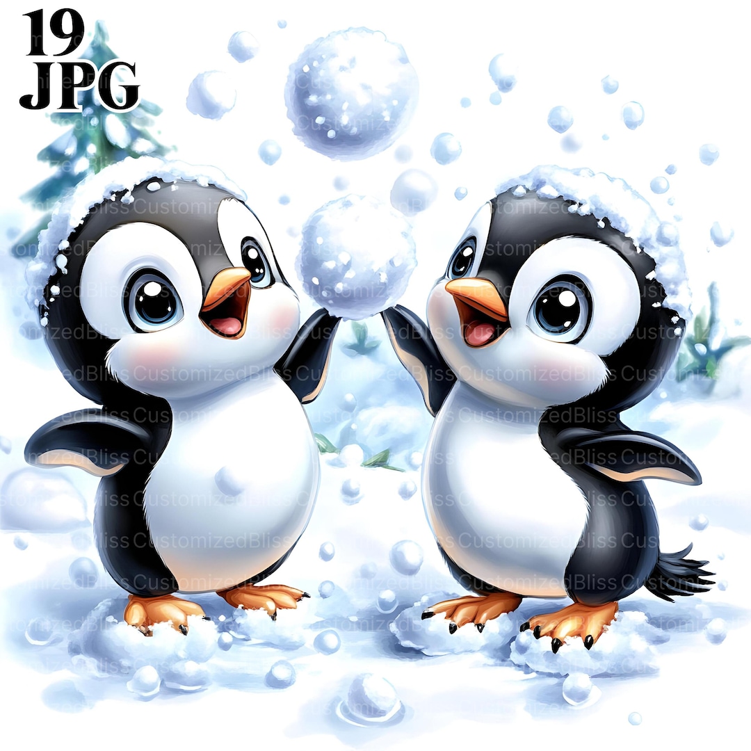 19 Cute Penguin Clipart, Cartoon Penguin, Winter Clipart, Snow Clipart ...