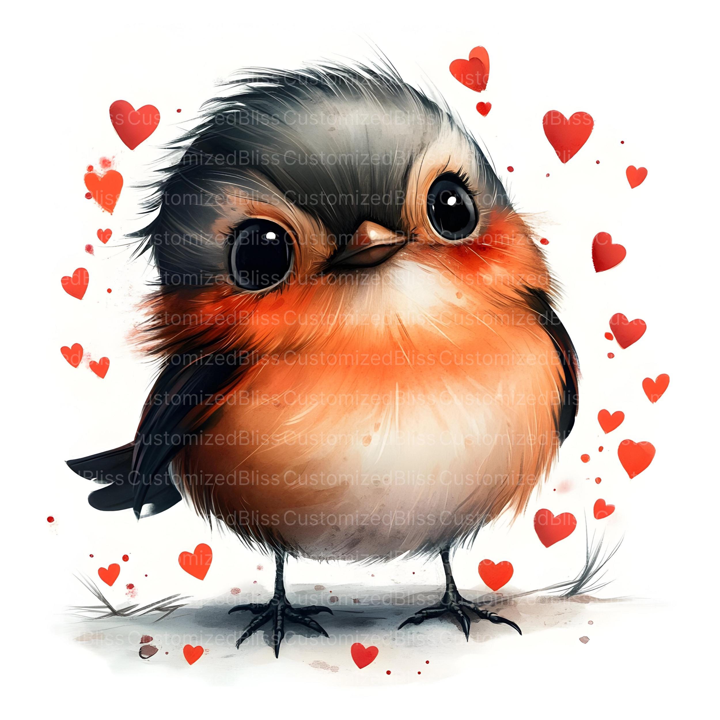 10 Valentine Robin Bird Clipart Bundle, Robin Clipart, Valentine ...