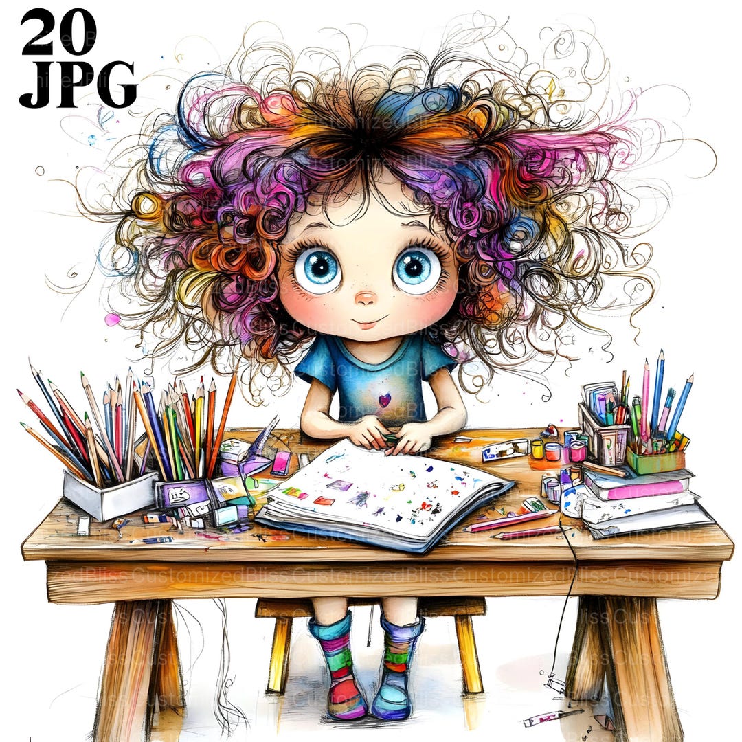 Quirky Student Clipart, 20 High Res Watercolor Jpgs for Junk Journaling ...
