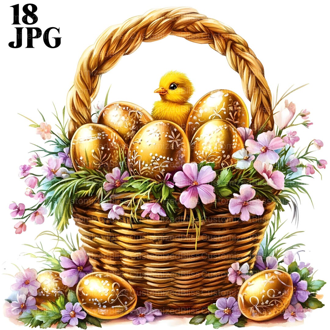 18 Golden Easter Eggs Clipart, Golden Eggs, Basket Eggs, Egg Clipart ...