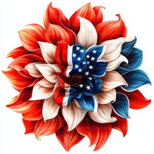 4th of July Flower Clipart, Patriotic Flower Clipart Bundle ...