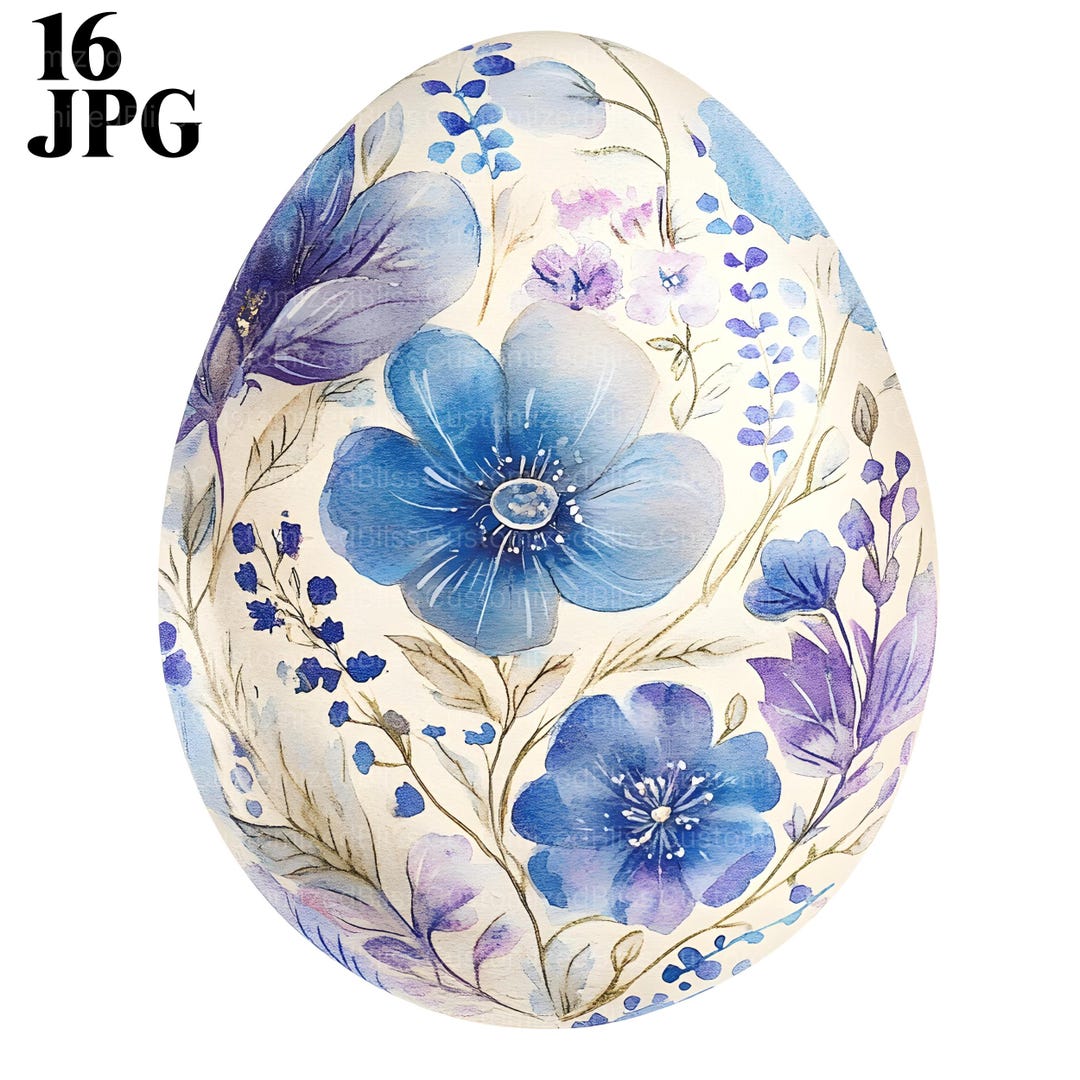 16 Floral Easter Egg Clipart, Easter Clipart, Floral Egg, High Quality ...