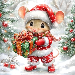 18 Christmas Mouse Clipart, High Quality Jpgs, Xmas Mouse, Mouse Images ...