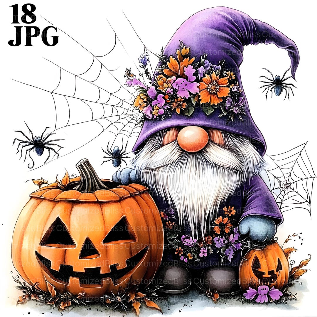 18 Halloween Gnome Clipart, Halloween Clipart, Halloween Crafts ...