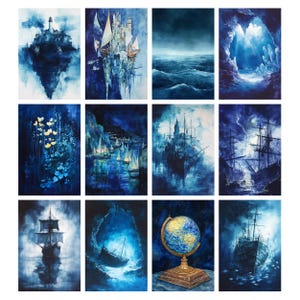 Nautical Dream Pages, Digital Printable Paper, Ships and Boats, Sea ...