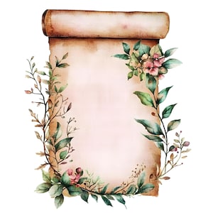 20 Vintage Paper Scroll Clipart, Floral Parchment, High Quality Jpgs ...