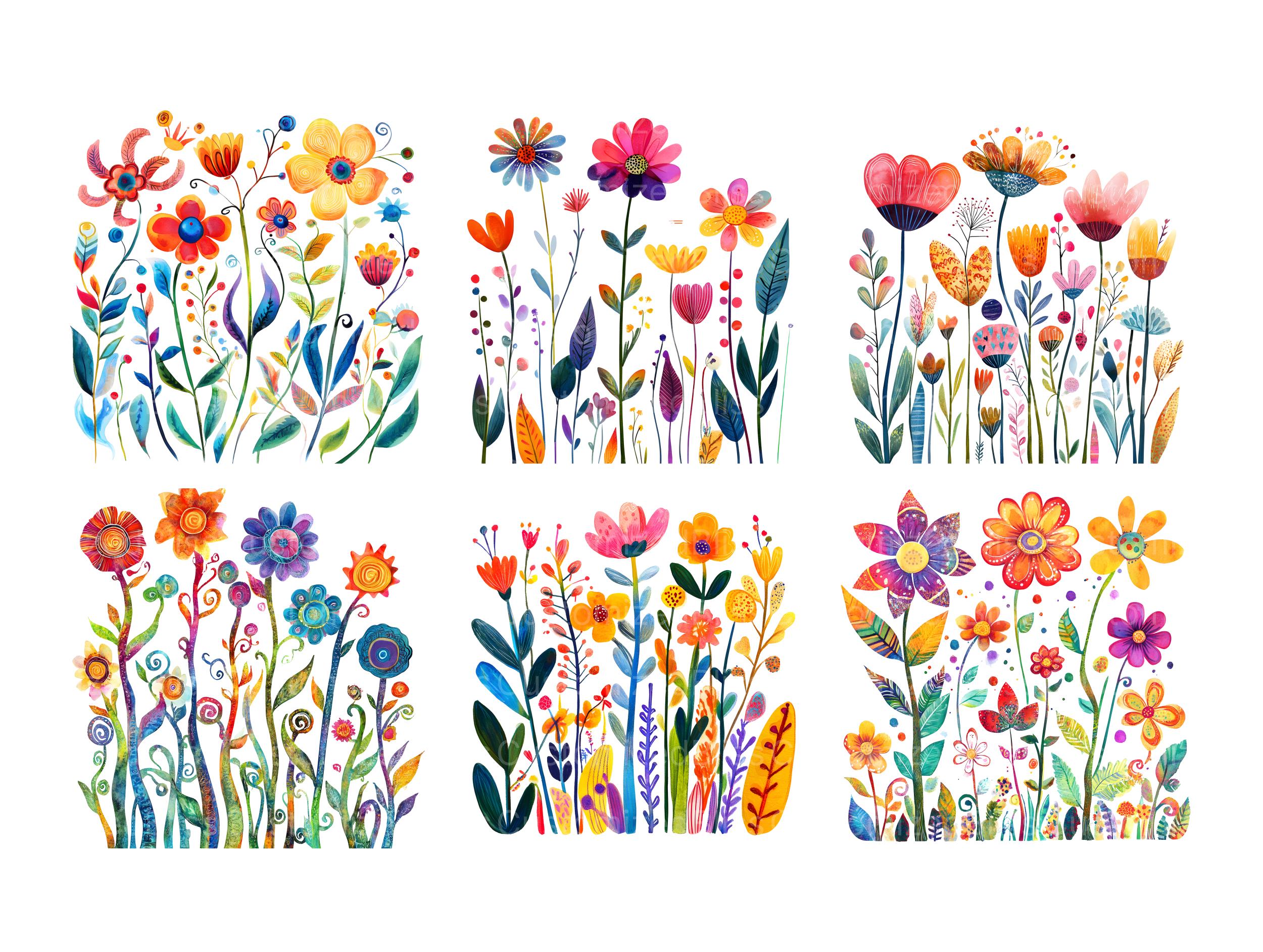 Quirky Flowers Clipart, Whimsical Flowers, Abstract Flowers, Flower Png ...