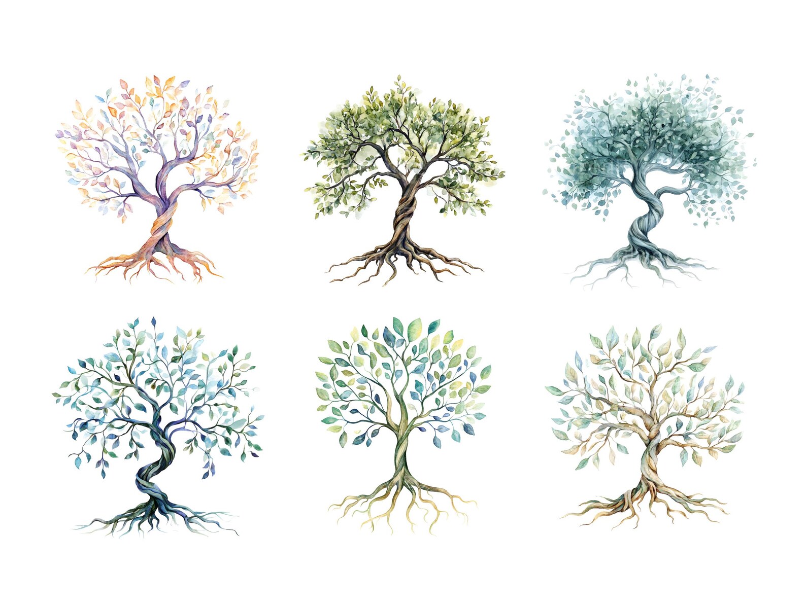28 Mythical Tree Clipart, Floral Tree Print, Watercolor Tree, Floral ...