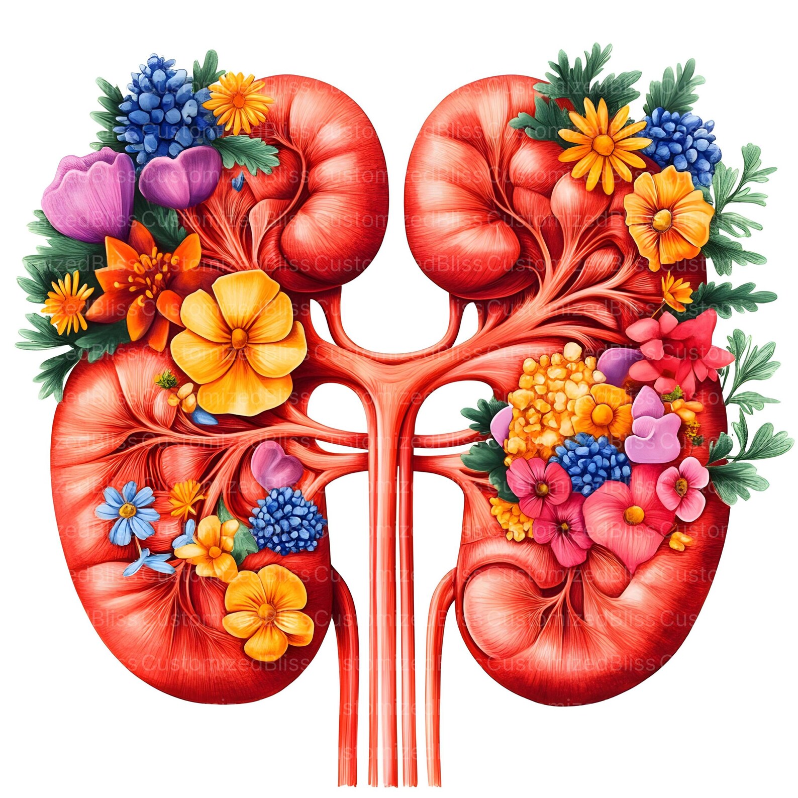 19 Floral Kidneys Clipart, Kidney Flowers Clipart Bundle, Healthcare ...