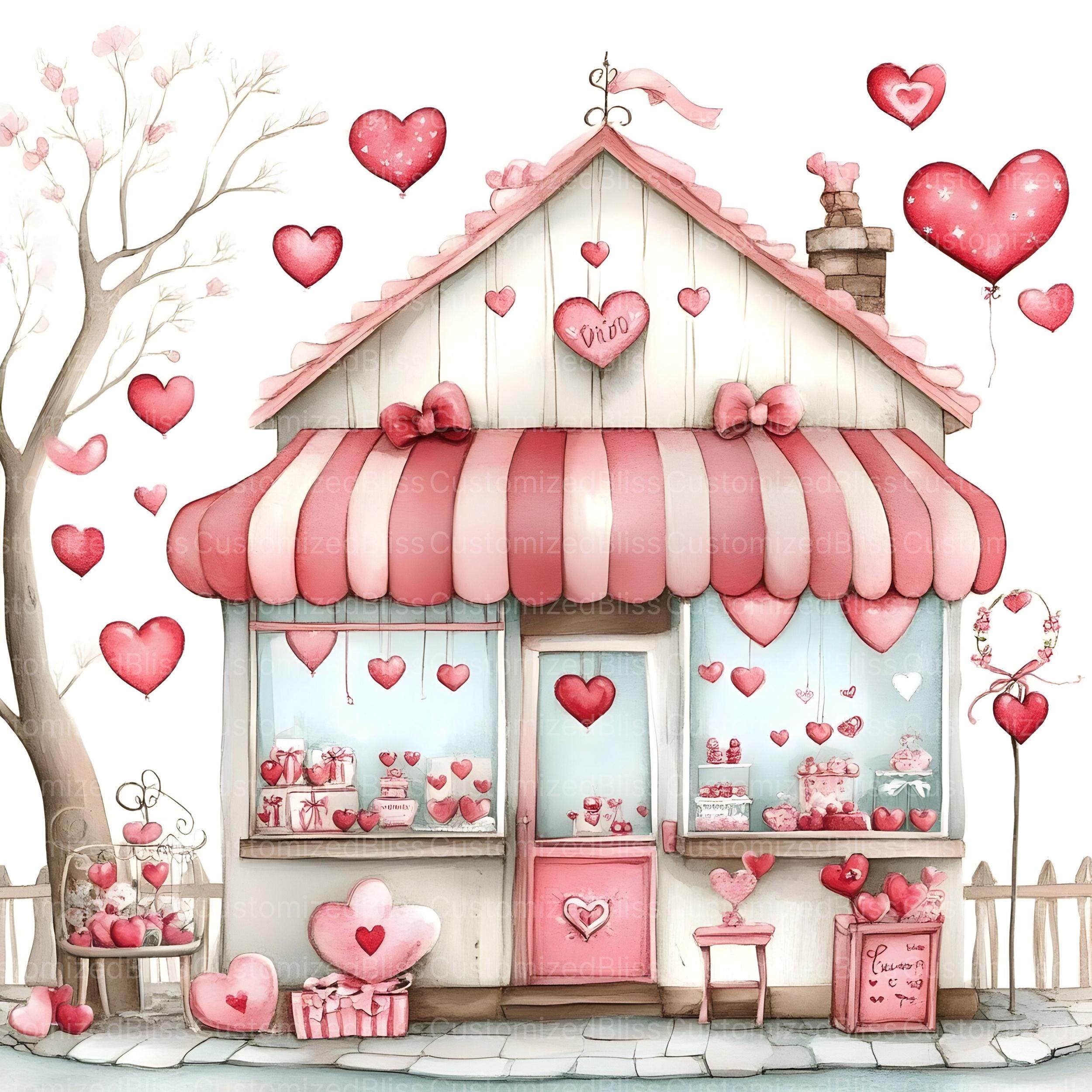 Valentine Shop Clip Art, 20 High Res Watercolor Jpgs, Valentine ...