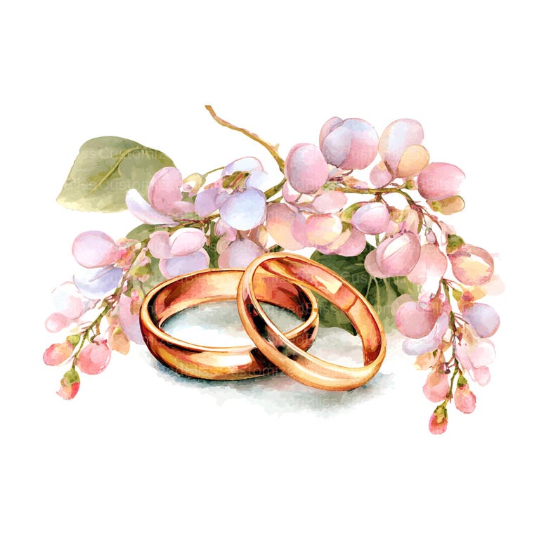 17 Floral Wedding Gold Rings Clipart, Wedding Bands Clipart, High ...