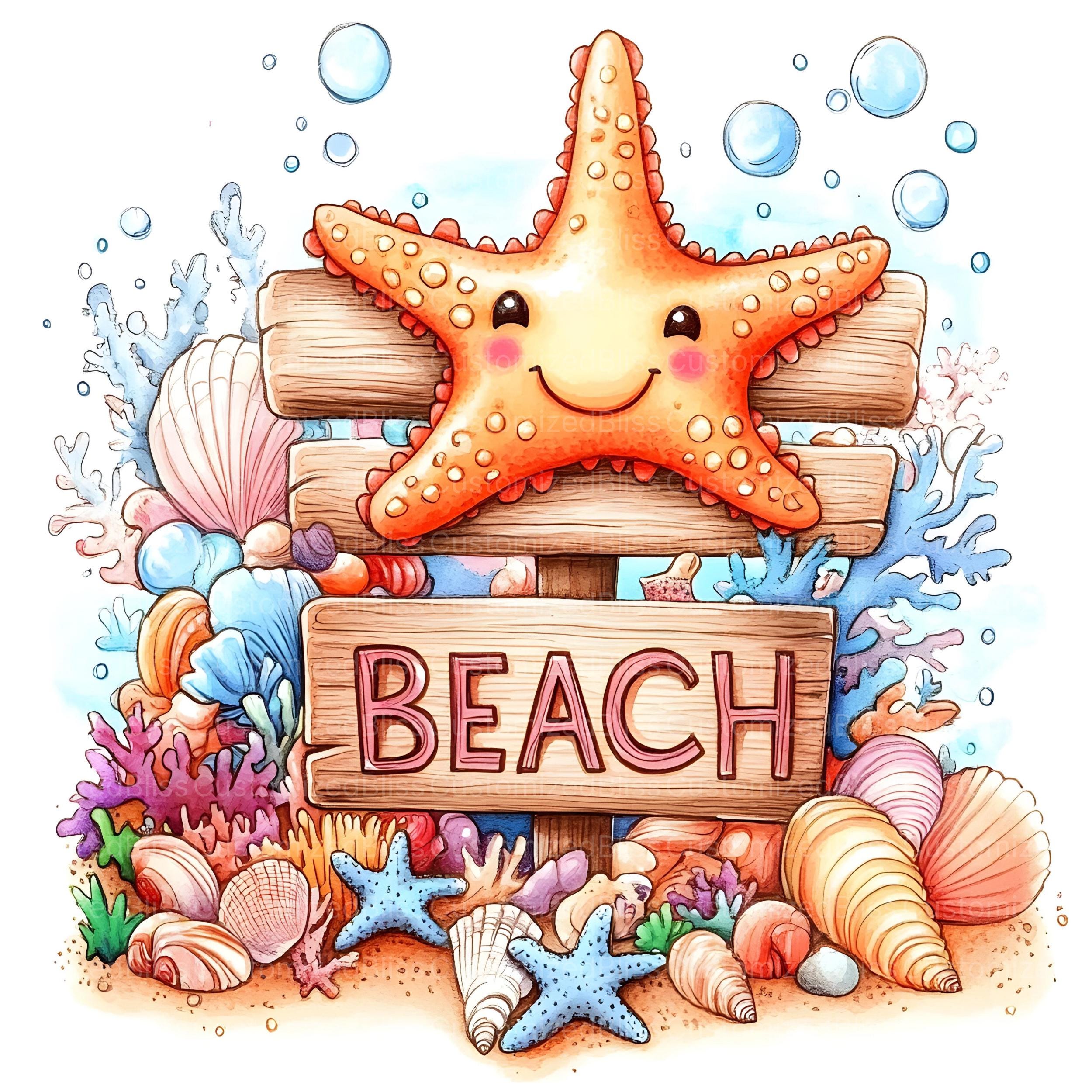 20 Starfish Clipart, Beach Clipart, Watercolor Starfish, High Quality ...