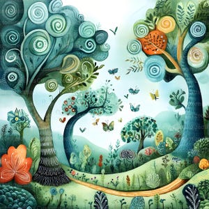 Whimsical Trees Clip Art Bundle, 20 High Quality Jpgs, Quirky Trees ...