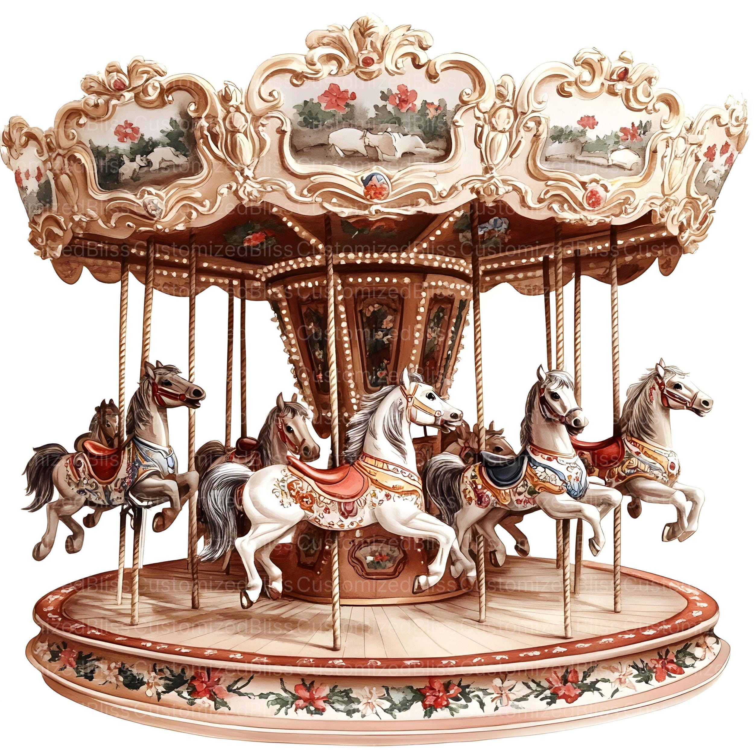 16 Vintage Carousel Clipart, French Carousel, High Quality JPG ...