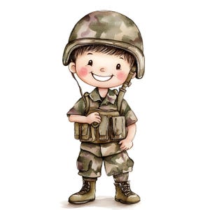 16 Cute Soldier Boy Clipart, Military Kid Clipart, Little Army Children ...