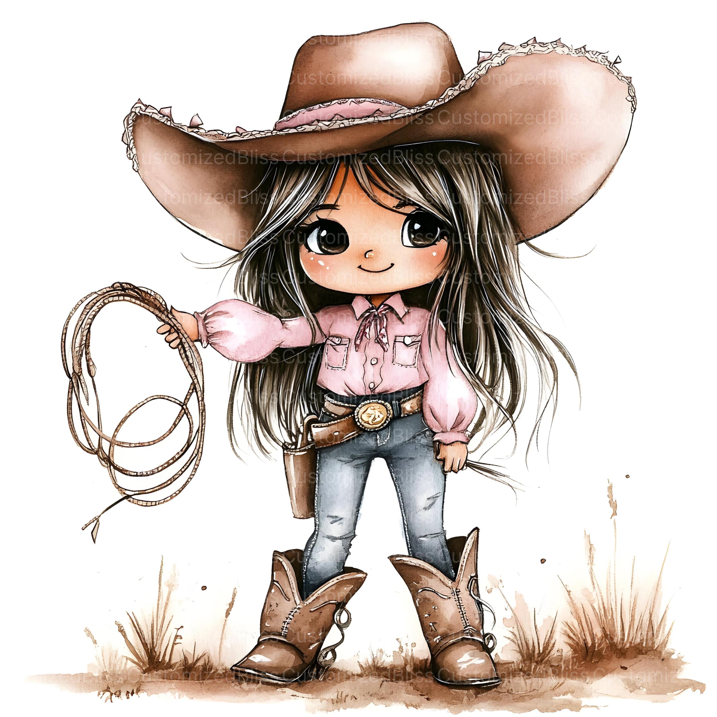 16 Cute Little Cowgirl Clipart, Western Clipart, Wild West Clipart ...
