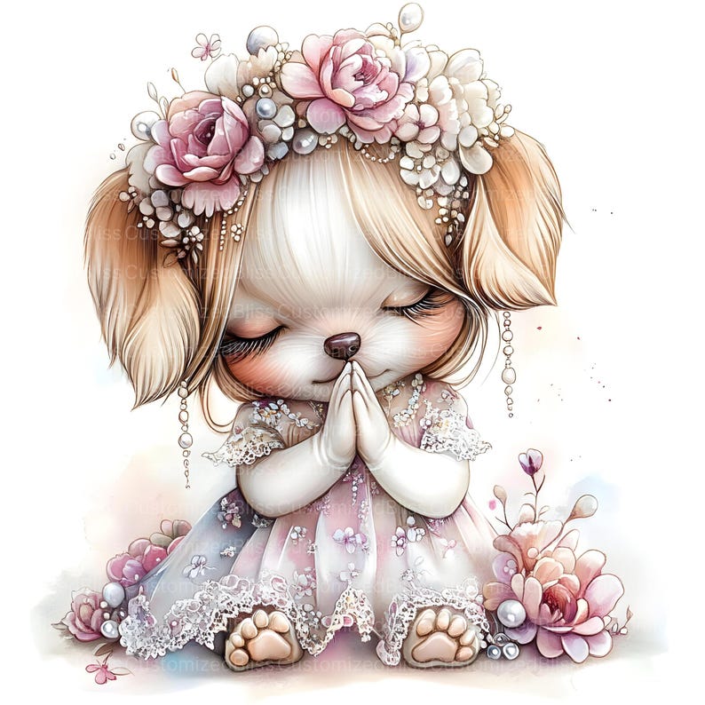 Praying Clipart, Gratitude Clipart, Dog Clipart, Puppy Clipart, Pray ...