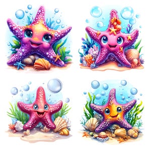 15 Cute Starfish Clipart, Ocean Life Clipart, Fun Beach Art, Cute Ocean ...