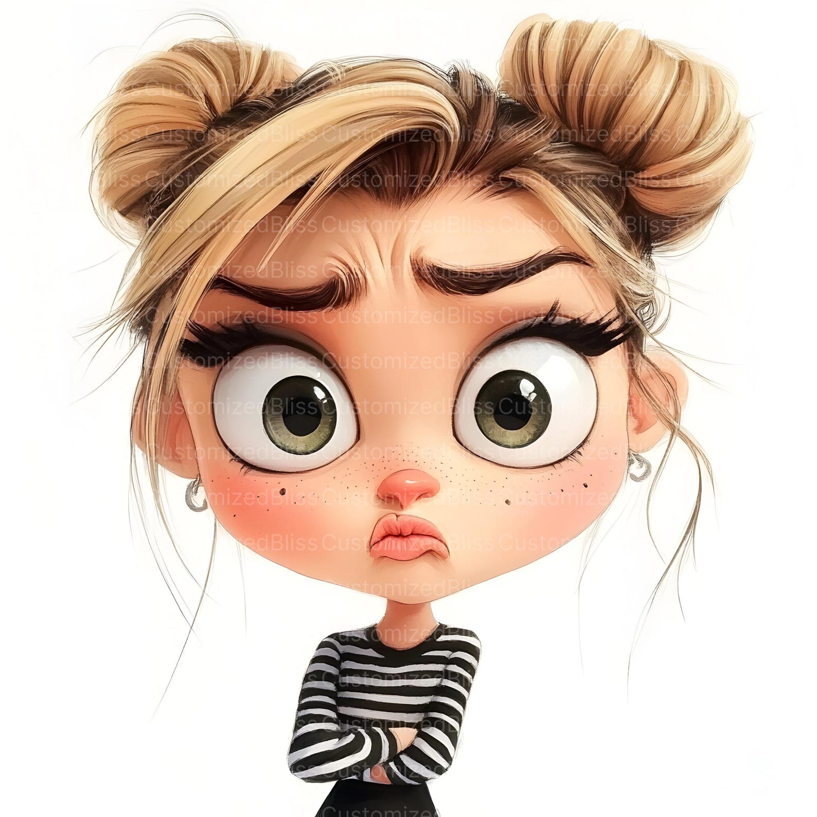 18 Sassy Girl Clipart, Funny Face Illustration, Cute Cartoon Girl ...