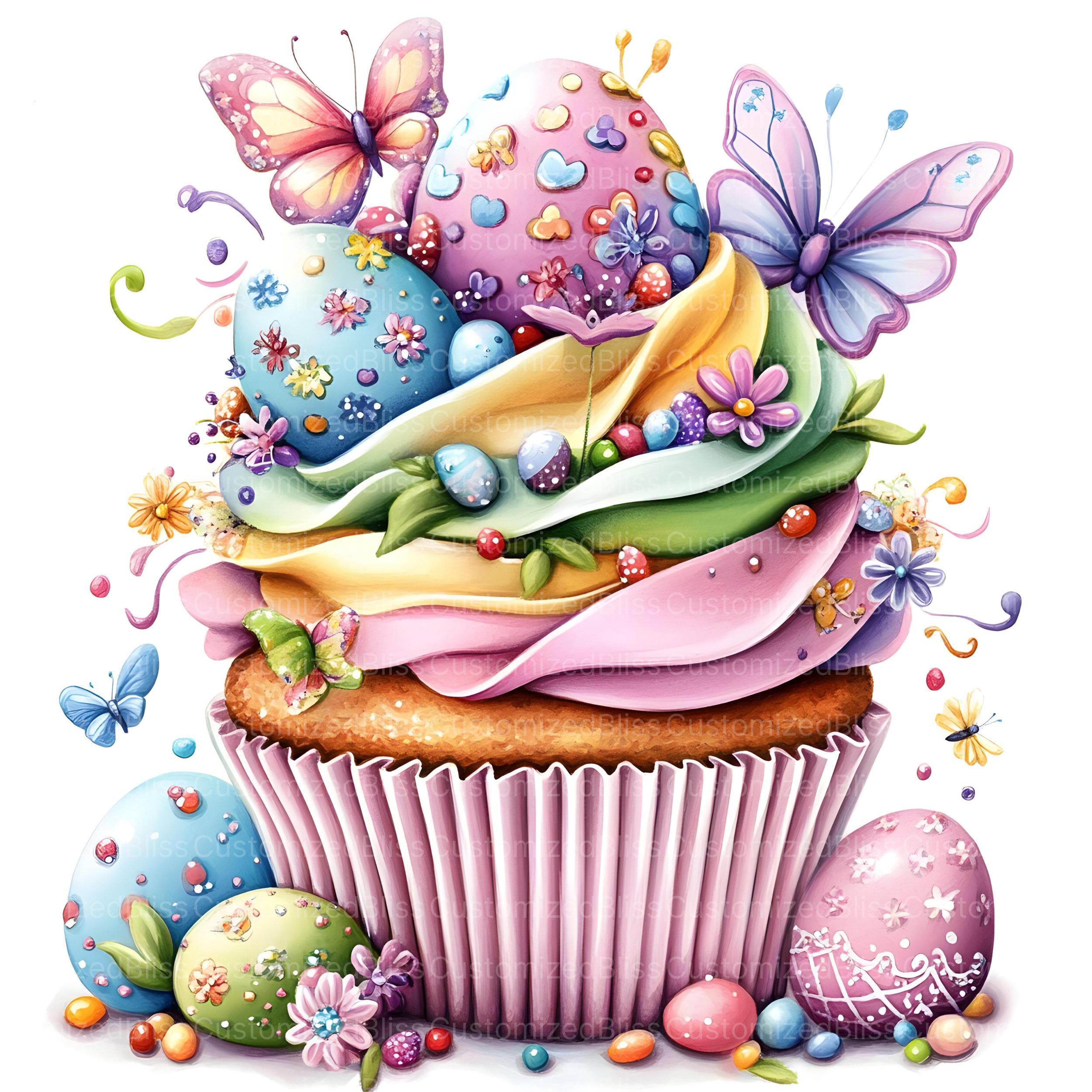 19 Easter Cupcakes Clipart, Easter Eggs Clipart, Easter Clipart, High ...