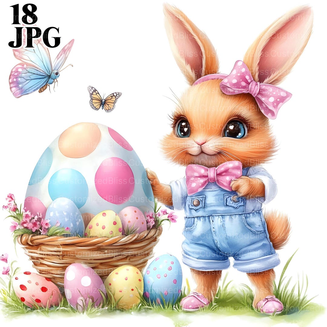 18 Easter Bunny Clipart, Easter Eggs Clipart, Easter Clipart, High ...