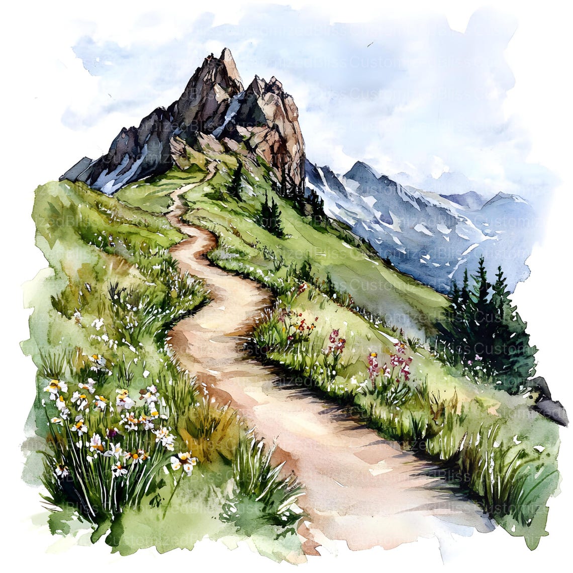 17 Berg Weg Clipart, Berg Clipart, hochwertige JPG, Aquarell Clipart ...