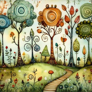 Whimsical Trees Clip Art Bundle, 20 High Quality Jpgs, Quirky Trees ...