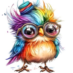 14 Colorful Bird Clipart, Cute Bird, Rainbow Clipart, Cartoon Bird ...