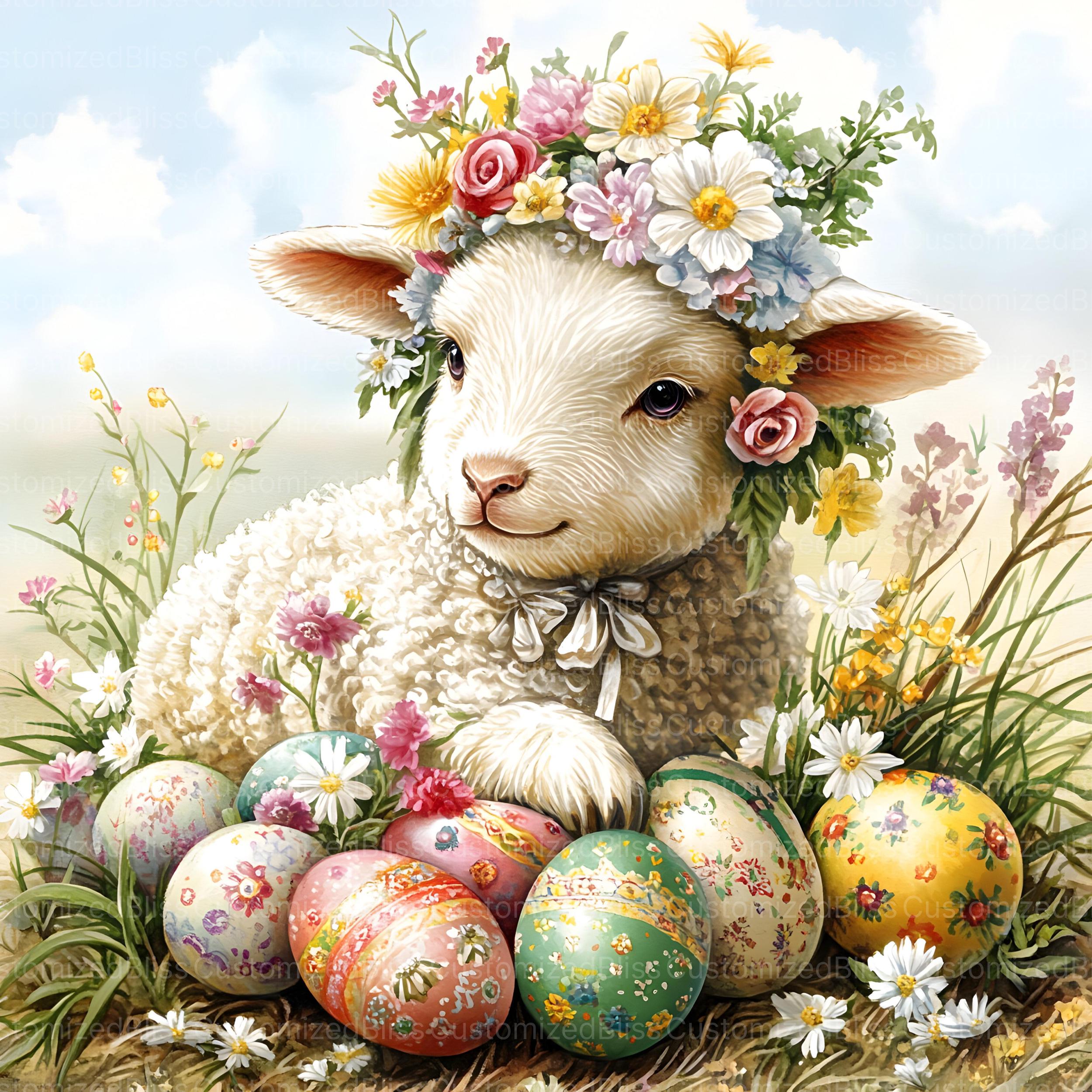18 Easter Sheep Clipart, Lamb Clipart, Easter Eggs Clipart, Easter ...
