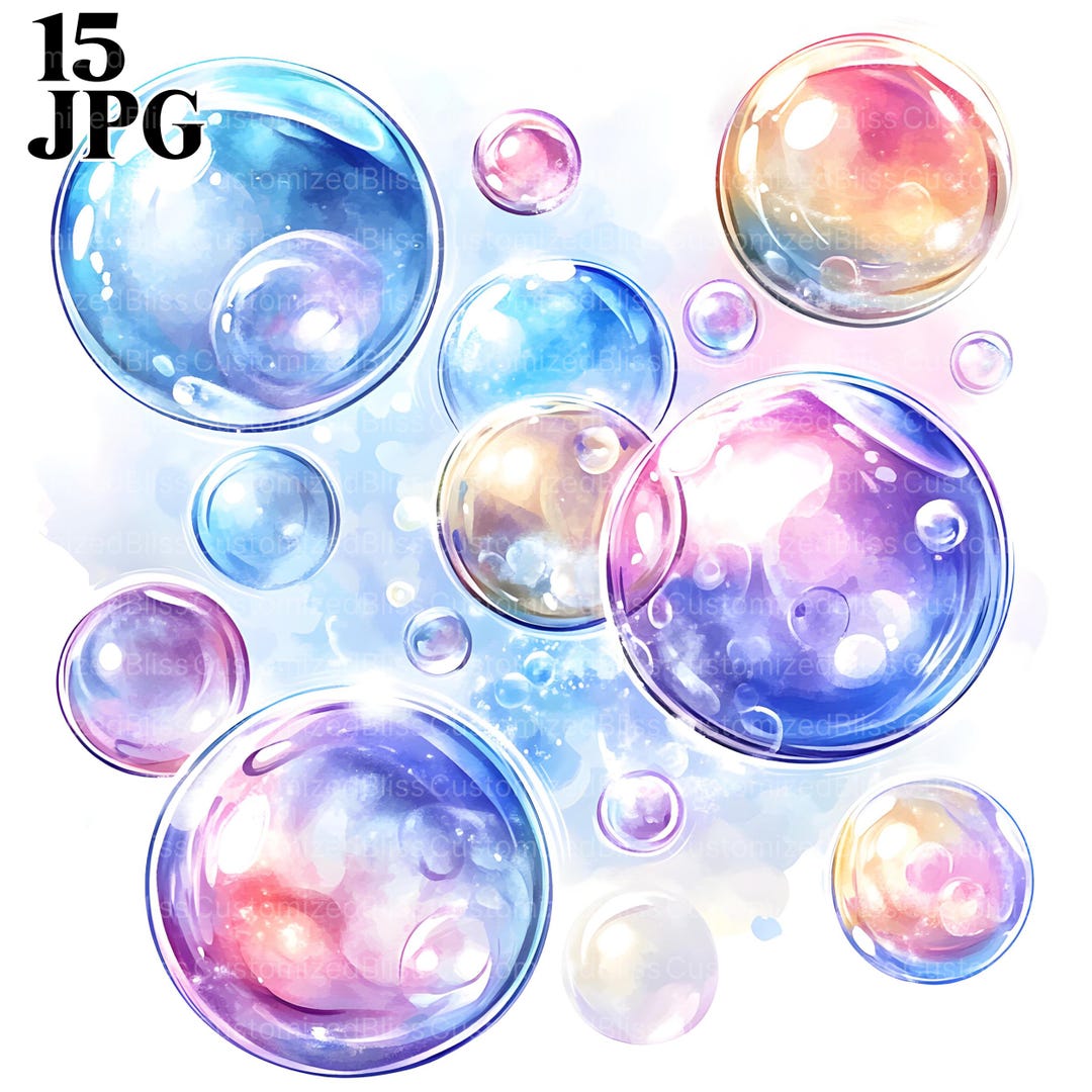 15 Bubble Clipart, Whimsical Bubbles Clipart Bundle, Rainbow Bubbles ...