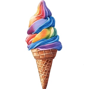 20 Colorful Ice Cream Conets Clipart, Summer Clipart, High Quality Jpgs ...