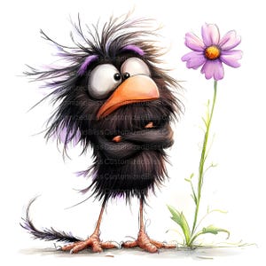 15 Crazy Raven Clip Art, Funny Bird Clipart, Quirky Animal, High ...