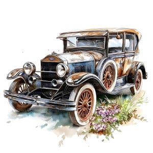 20 Watercolor Cars Clipart, Vintage Car Clipart, High Quality JPG ...