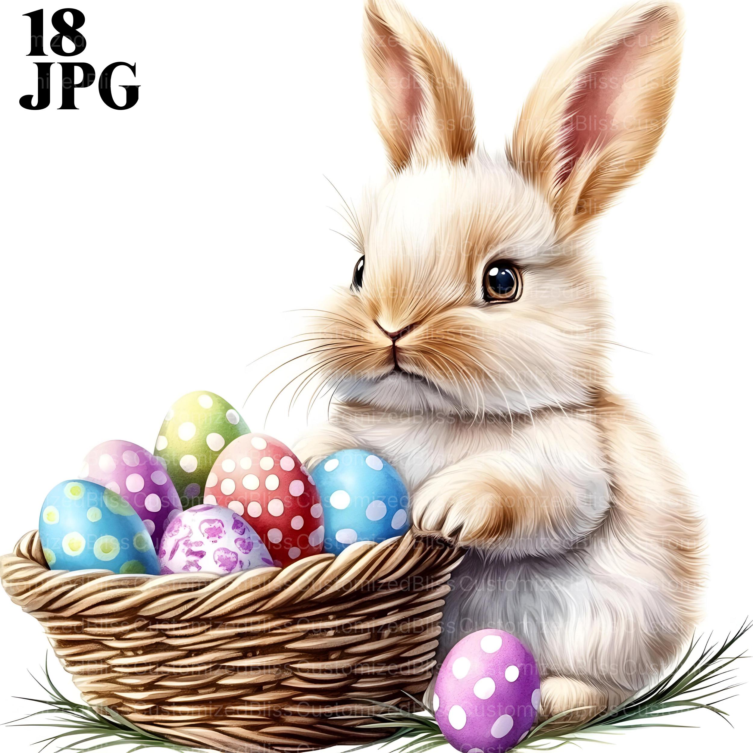 18 Easter Bunny Clipart, Cute Bunny Clipart, Easter Egg Clipart, Spring ...