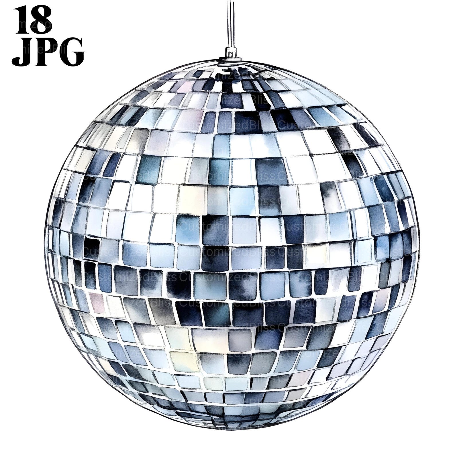 18 Silver Disco Balls Clipart, Disco Party Clipart, High Quality Jpgs ...