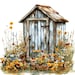 Rustic Outhouse With Flowers Clipart Bundle, 15 High Quality Watercolor ...