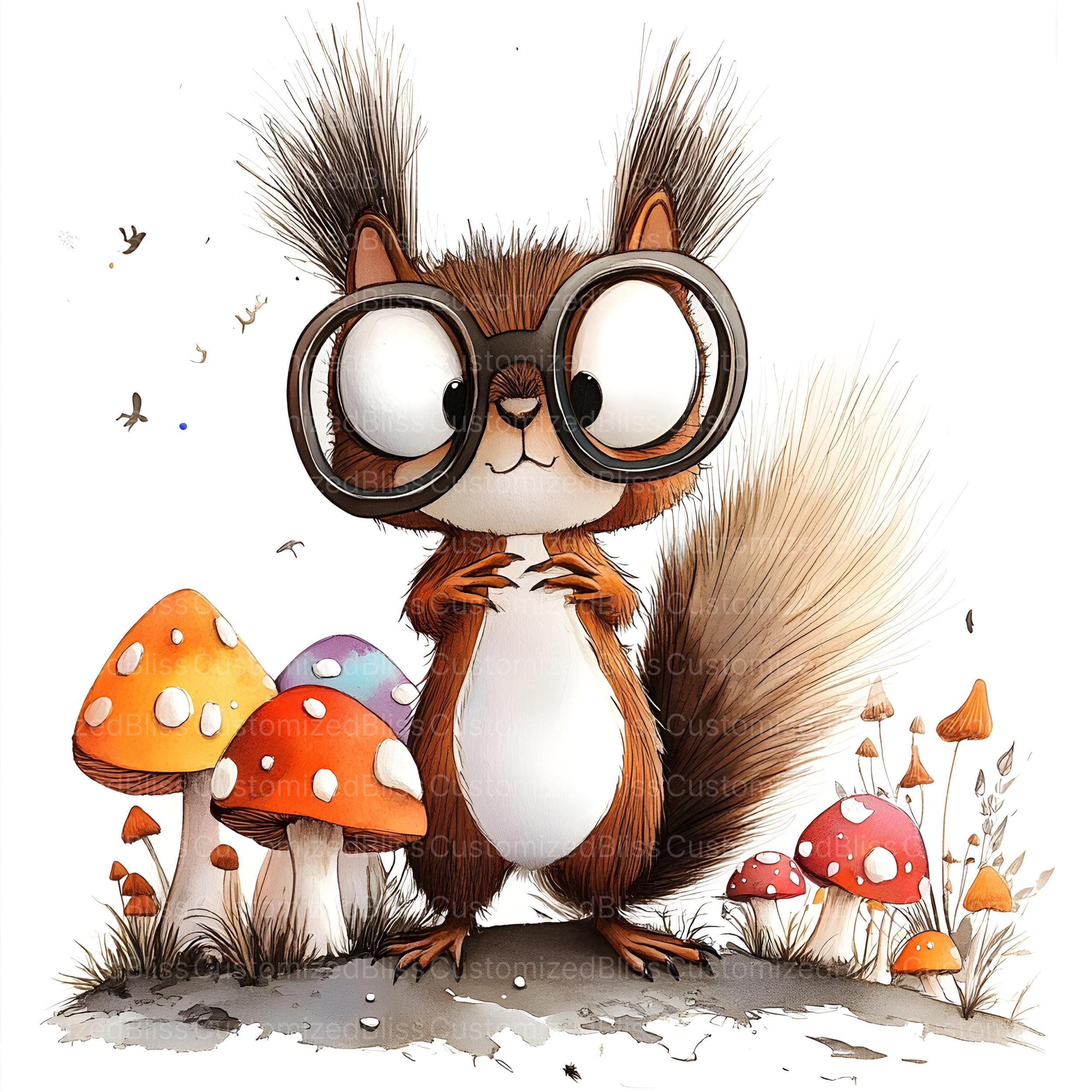 20 Quirky Squirrel Clipart, Whimsical Squirrel, Watercolor Squirrel ...